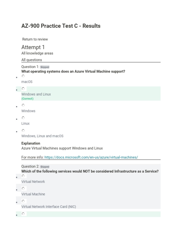 AZ-900 Practice Test C - Results | PDF | Cloud Computing | Microsoft Azure