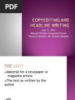Campus Journalism - Copyreading and Headline Writing | PDF | Copy ...