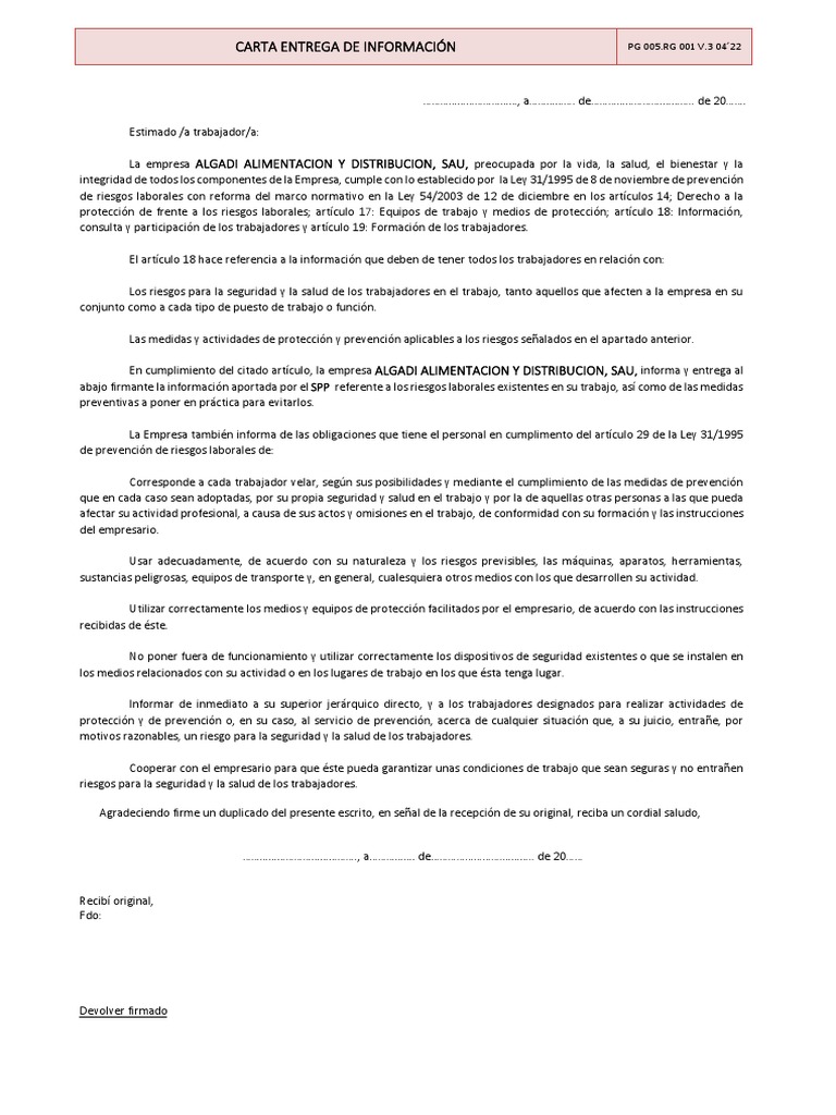 Pg005 - rg001 - rg002 Informacion y Ficha Trabajador Algadi v3 | PDF