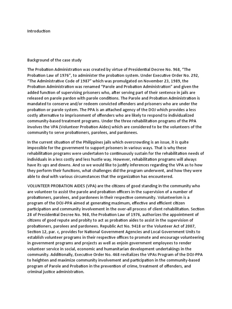 Introduction to Volunteer Probation Aides (VPA | PDF | Probation | Parole