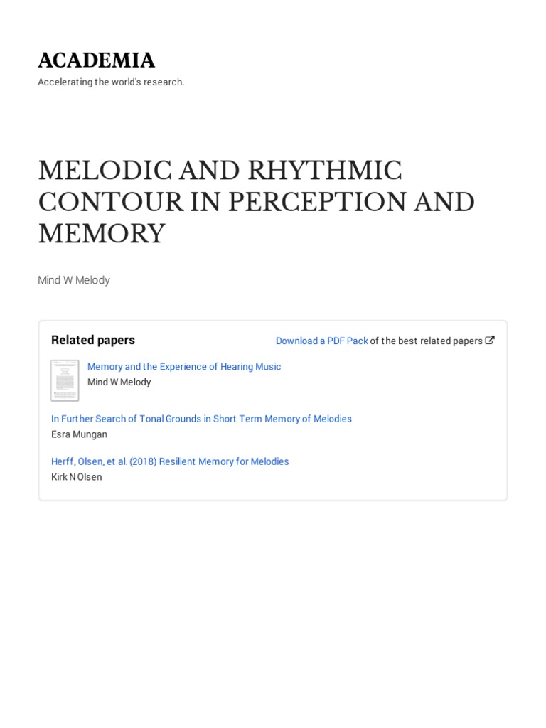 MELODIC AND RHYTHMIC Contour Percepcion ND Memory | PDF | Recall ...