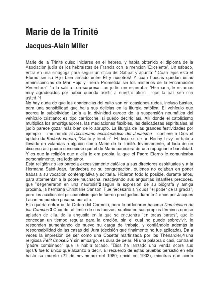 Marie Trinite | PDF | Jacques Lacan | Psicoanálisis