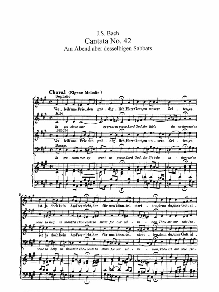 Bach, J.S. - Kantate BWV 42 - Choral Verleih Uns Frieden | PDF