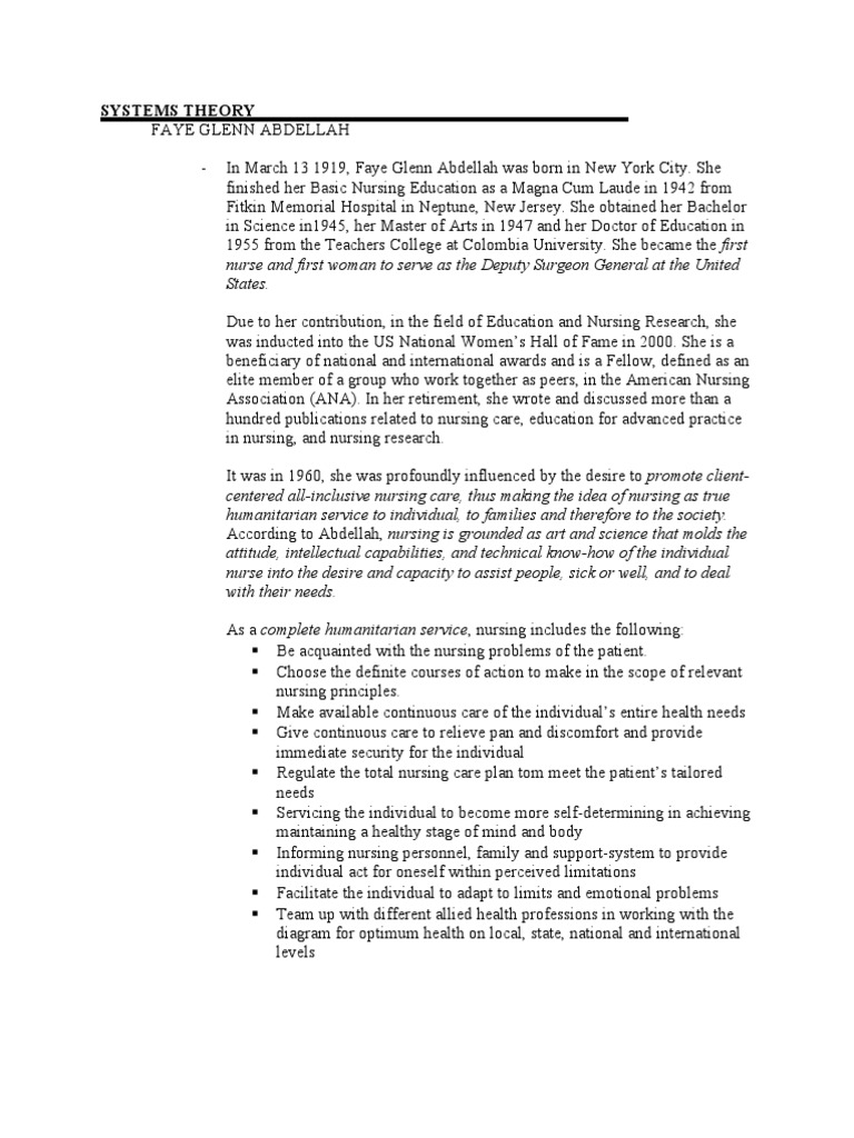 Systems Theory | PDF | Nursing | Theory
