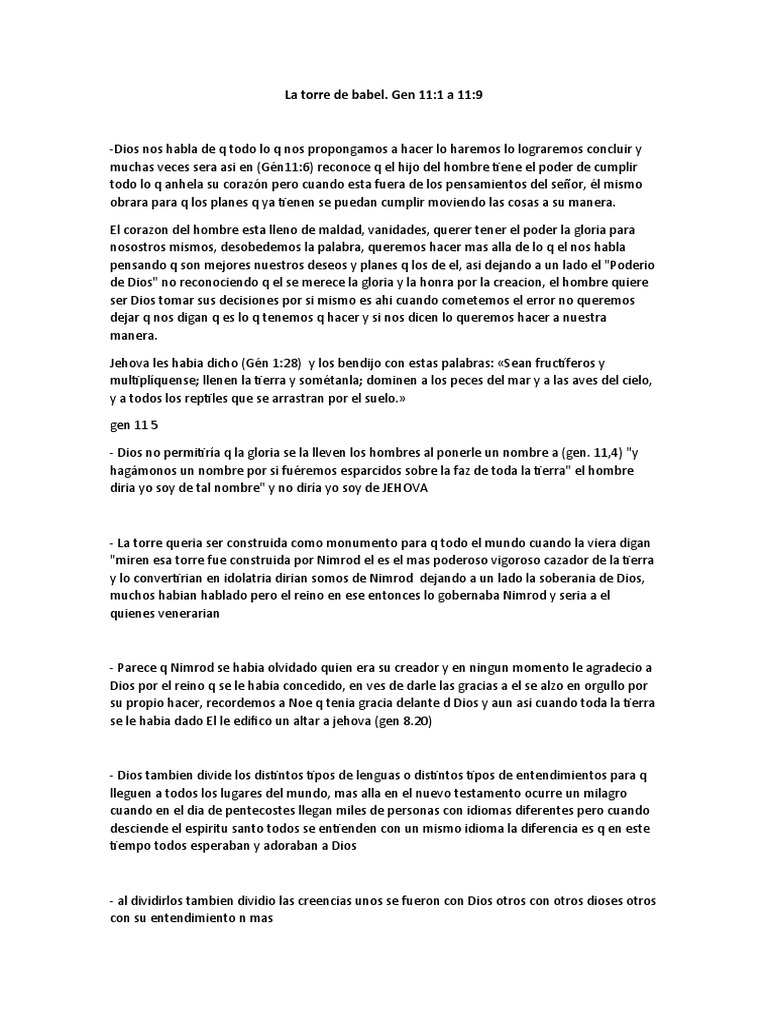 Enseñanzas de la Torre de Babel | PDF | Dios | Creencia religiosa y ...