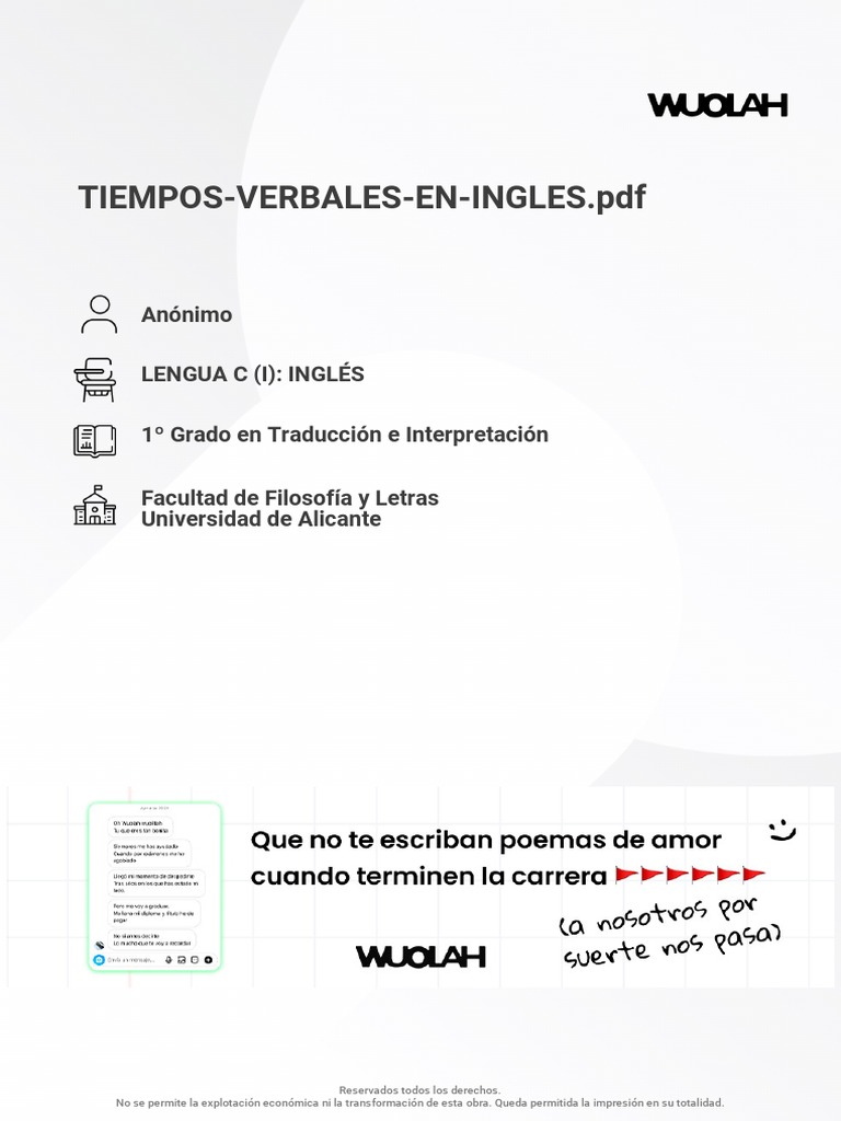 Tiempos Verbales En Ingles Pdf