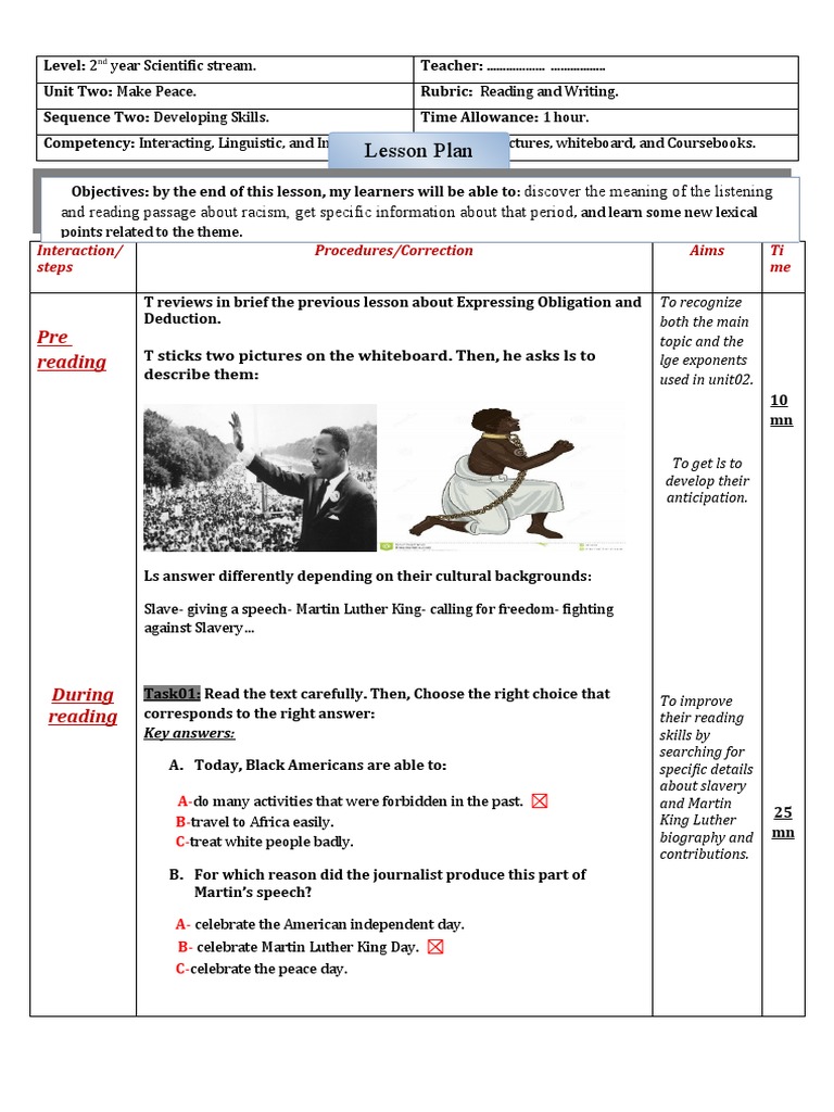 2AS Martin Luther King & Skript - Docx Version 1 | PDF | Martin Luther King Jr. | Slavery