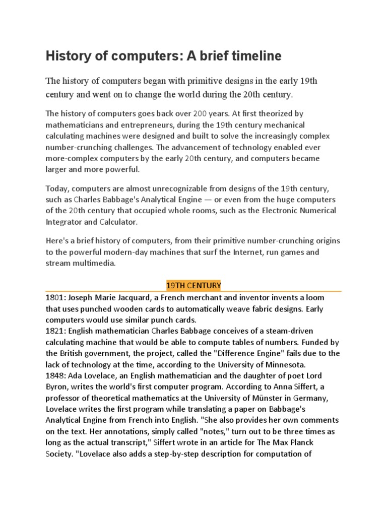 History of Computers | Download Free PDF | Computer Architecture ... History of Computers | Download Free PDF | Computer Architecture ...