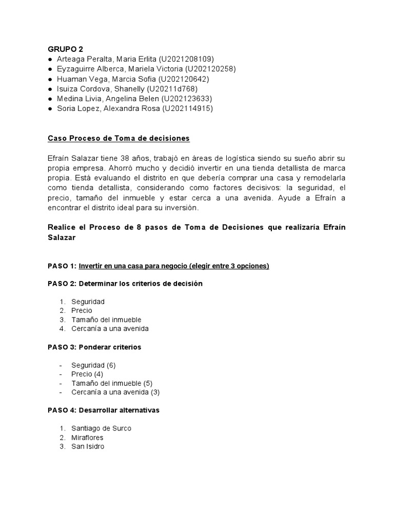 Caso Proceso de Toma de Decisiones | PDF