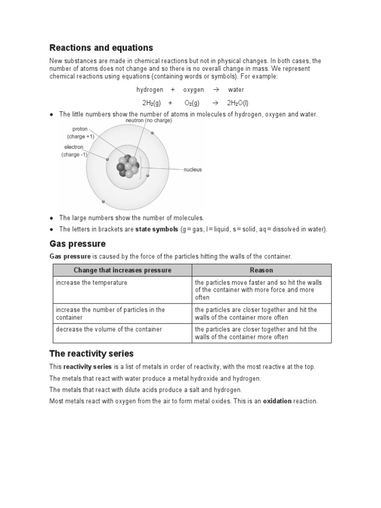 Summary Sheet 9F | PDF | Chemical Reactions | Redox
