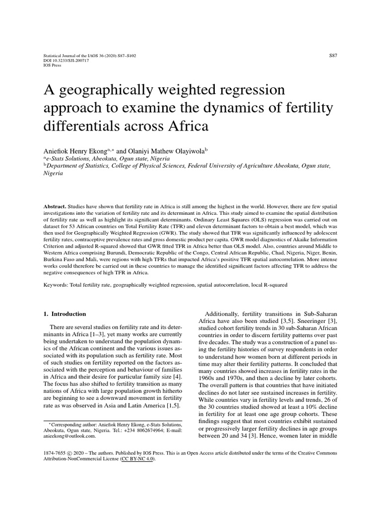 A Geographically Weighted Regression Approach To Examine The Dynamics Of Fertility Differentials