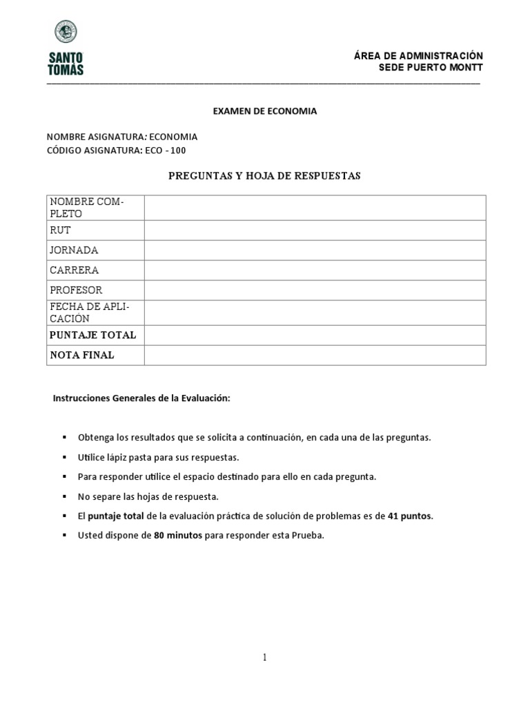 Examen de Economia | PDF | Oferta (economía) | Equilibrio económico