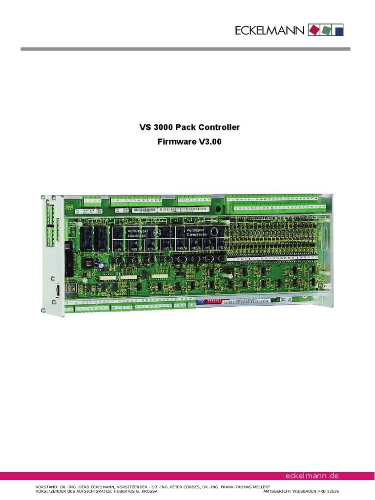 VS 3000 Pack Controller Firmware V3.00: Eckelmann - de | PDF ...
