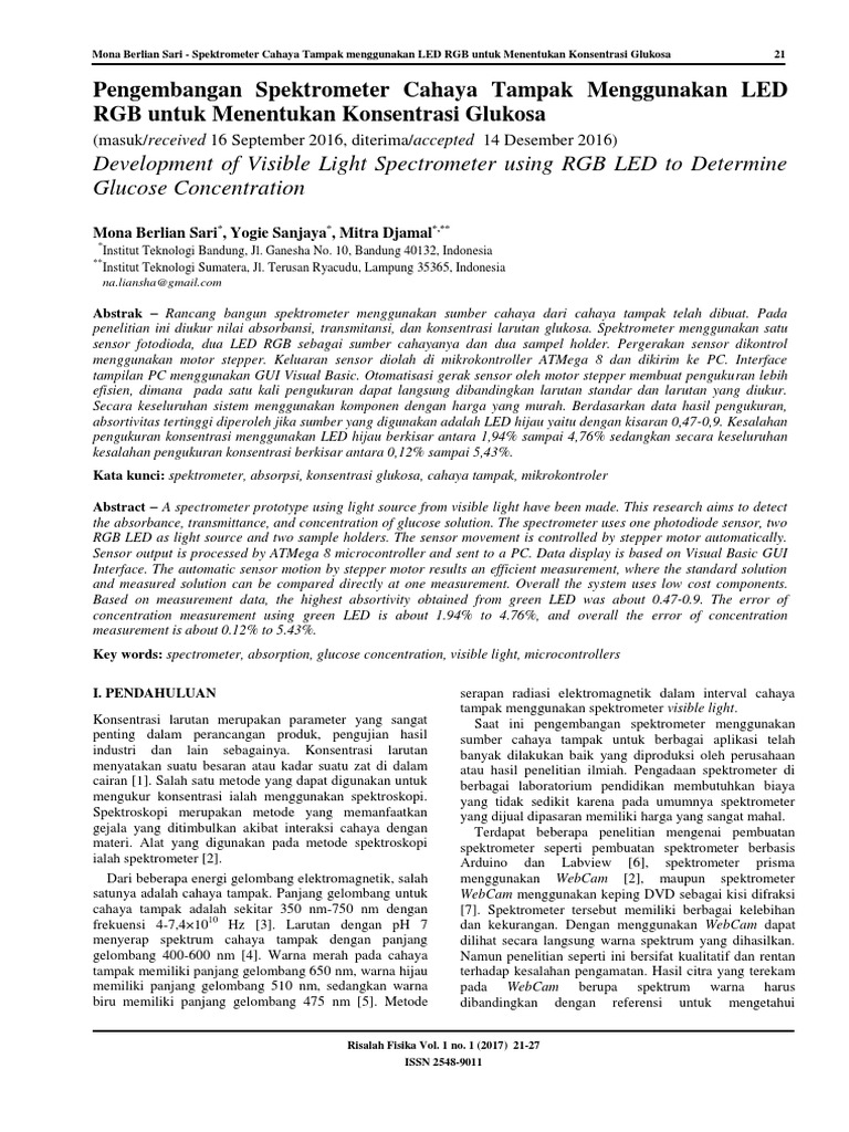 Spektrometer Cahaya Tampak Menggunakan LED | PDF