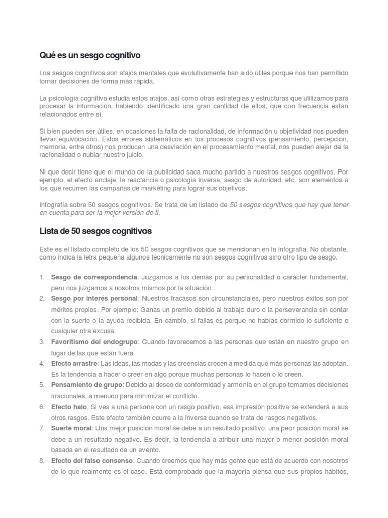 Sesgos Cognitivos 50 Ejemplos y Más | PDF | Parcialidad | Science