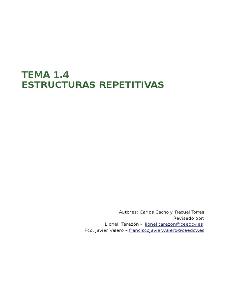 Tema 1.4. - Estructuras - Repetitivas (Pseudocódigo) | PDF ...
