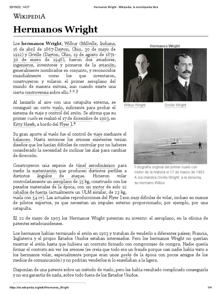Hermanos Wright | PDF | Los hermanos Wright | Aviación