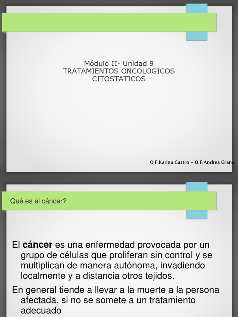 Mód. II Bolilla 9 Tratamientos Oncologicos Citostaticos | PDF | Cáncer ...