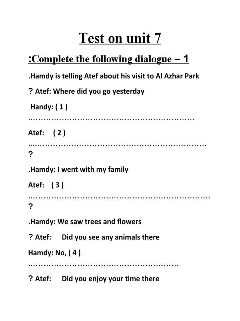 Test On Unit 7 | PDF