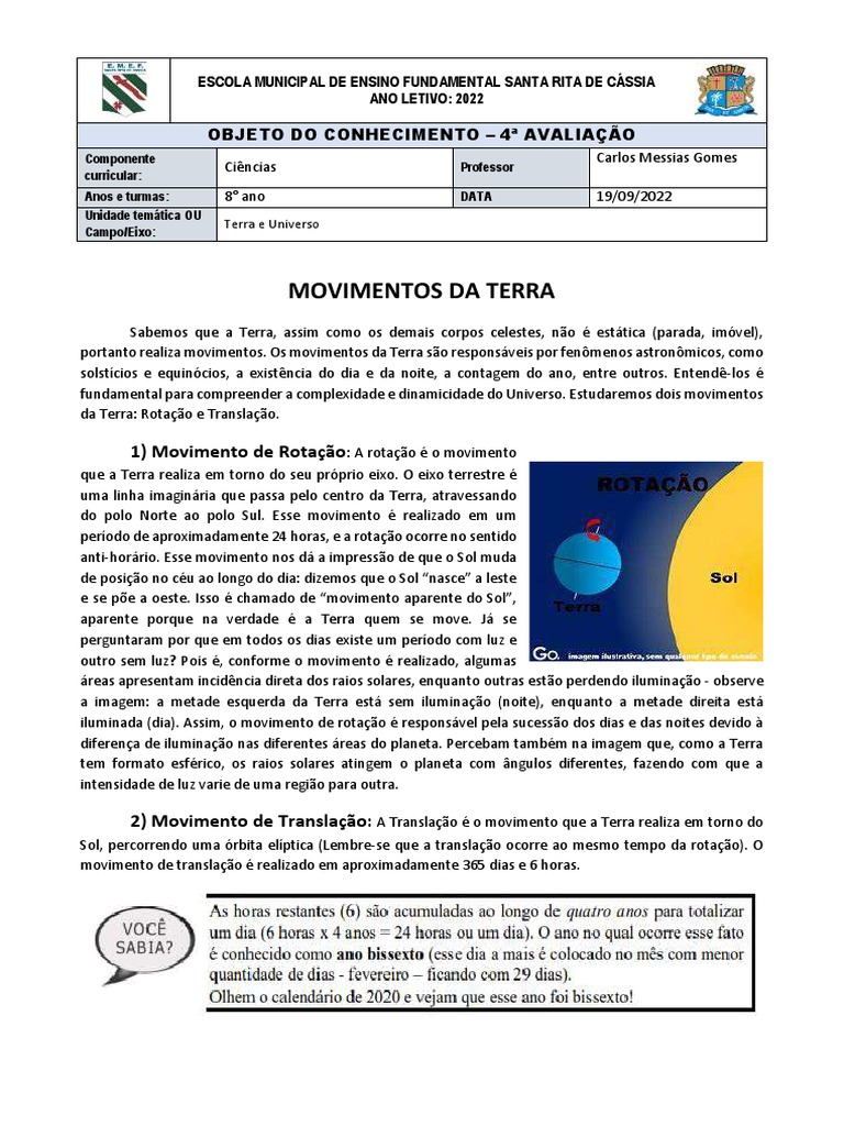 Os Movimentos Da Terra | PDF | Terra | Primavera