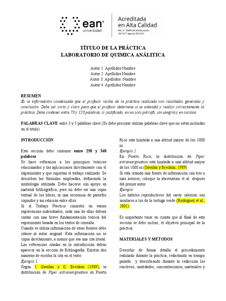 Formato Informe Practica de Laboratorio C3-2021 | PDF | Ciencias de la ...