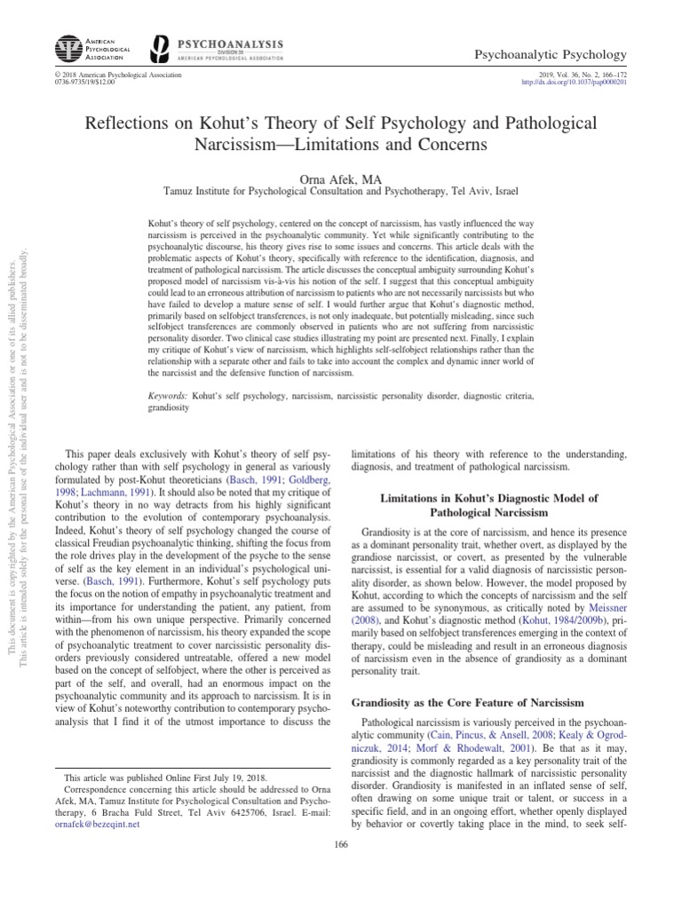 Artículo. Kohut, Limitations and Concerns | PDF | Narcissism ...