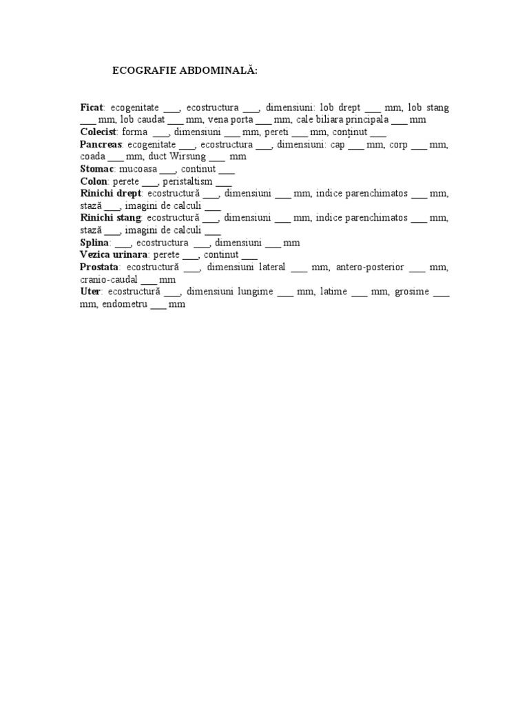Protocol Ecografie Abdominal A | PDF