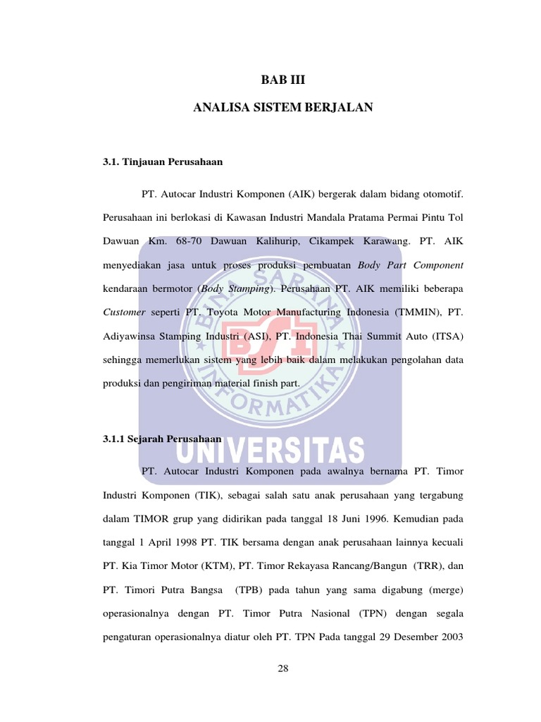 BAB III ANALISA SISTEM BERJALAN Fix | PDF