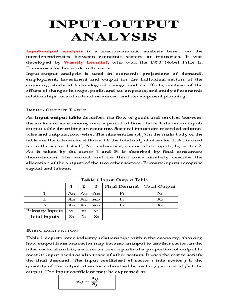 Input Output Pdf Input Output Model Economies