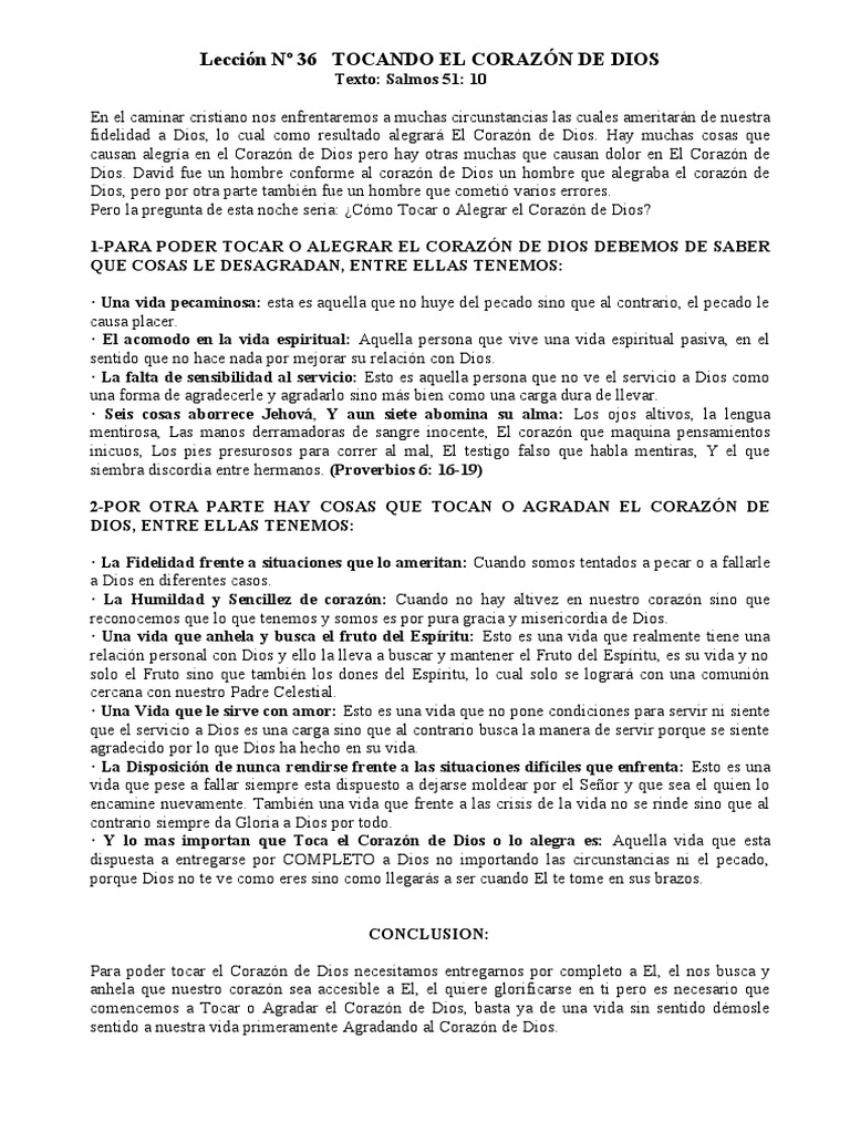 Leccion-Tocando El Corazon de Dios | PDF | Pecado | Dios