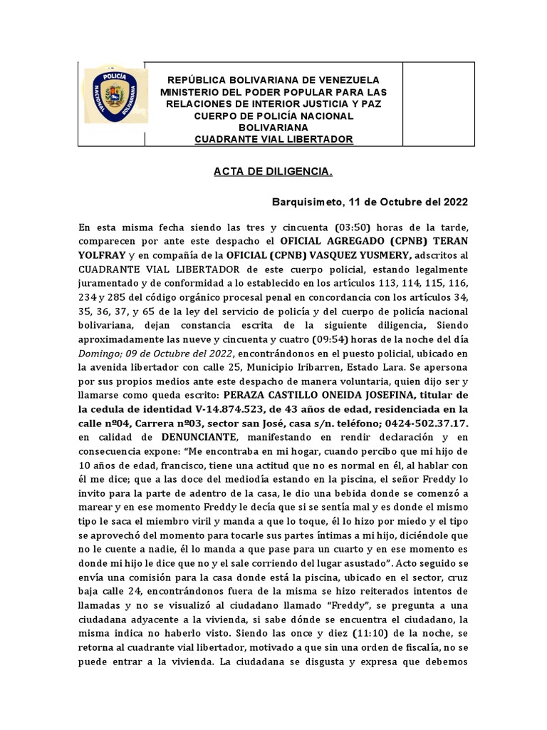 Acta de Diligencia | PDF