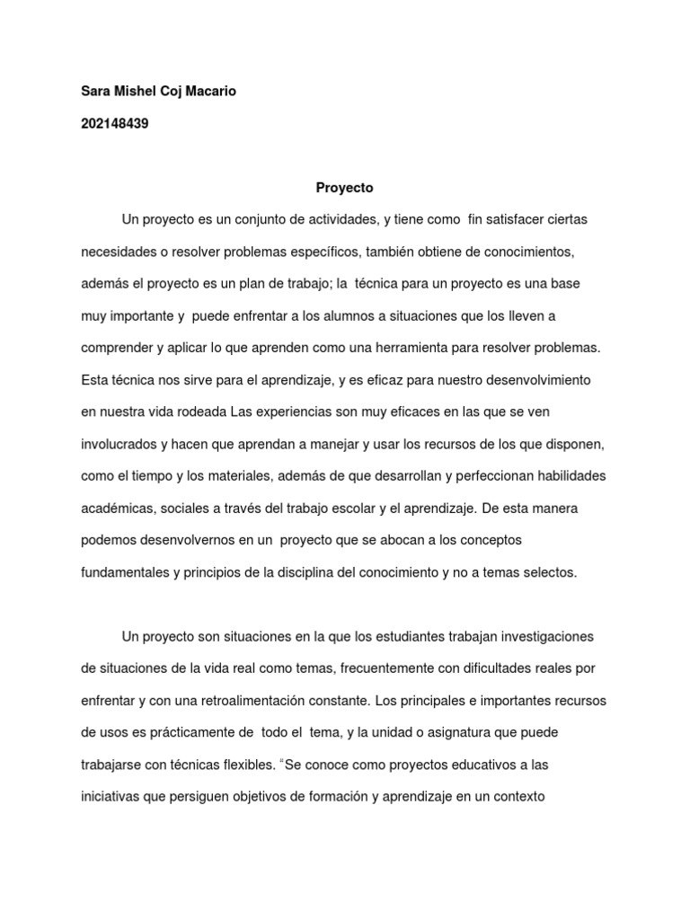 Ensayo (Proyecto) Sara | PDF | Evaluación | Aprendizaje
