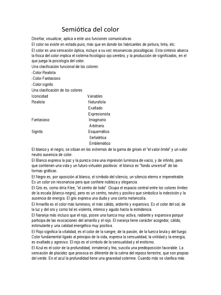 Semiótica Del Color | PDF | Color | Negro