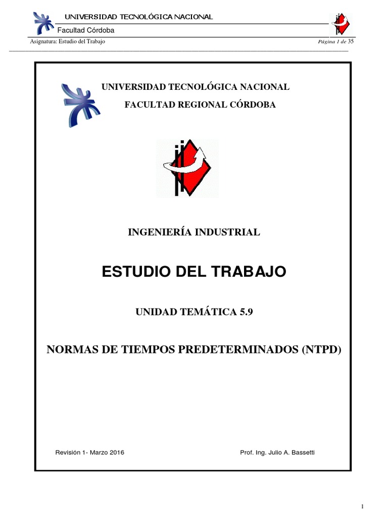 Normas De Tiempos Predeterminados Pdf Tornillo Hora