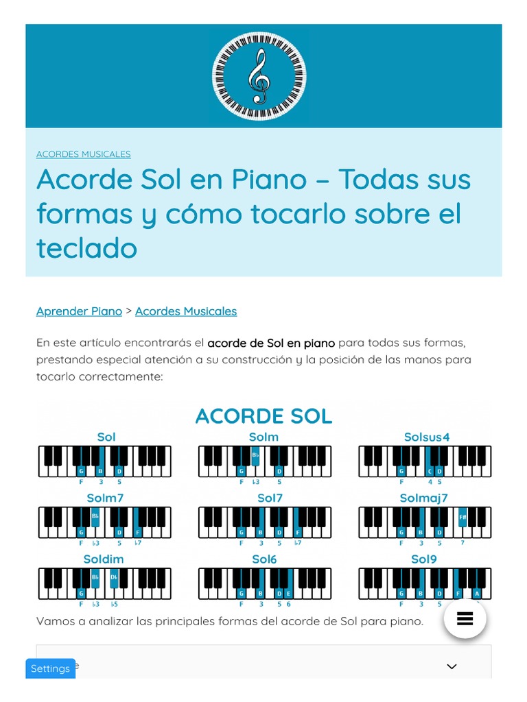 ACORDE SOL en PIANO | PDF | Acorde (Música) | Mano