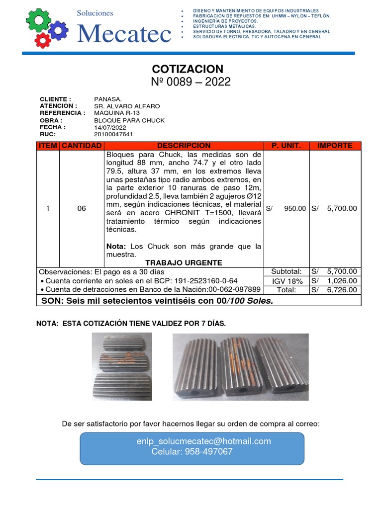 Cotizacion 0089 2022 | PDF
