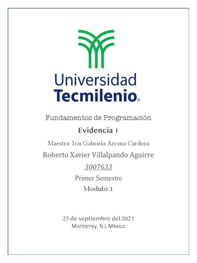 Evidencia 1 - Fundamentos de Programación | PDF | C ++ | Programa de computadora
