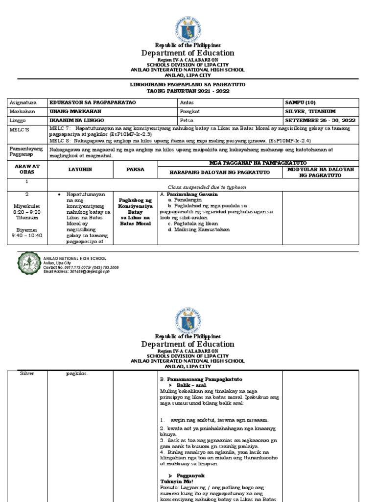 WLP Esp10 WK6 Q1 | PDF