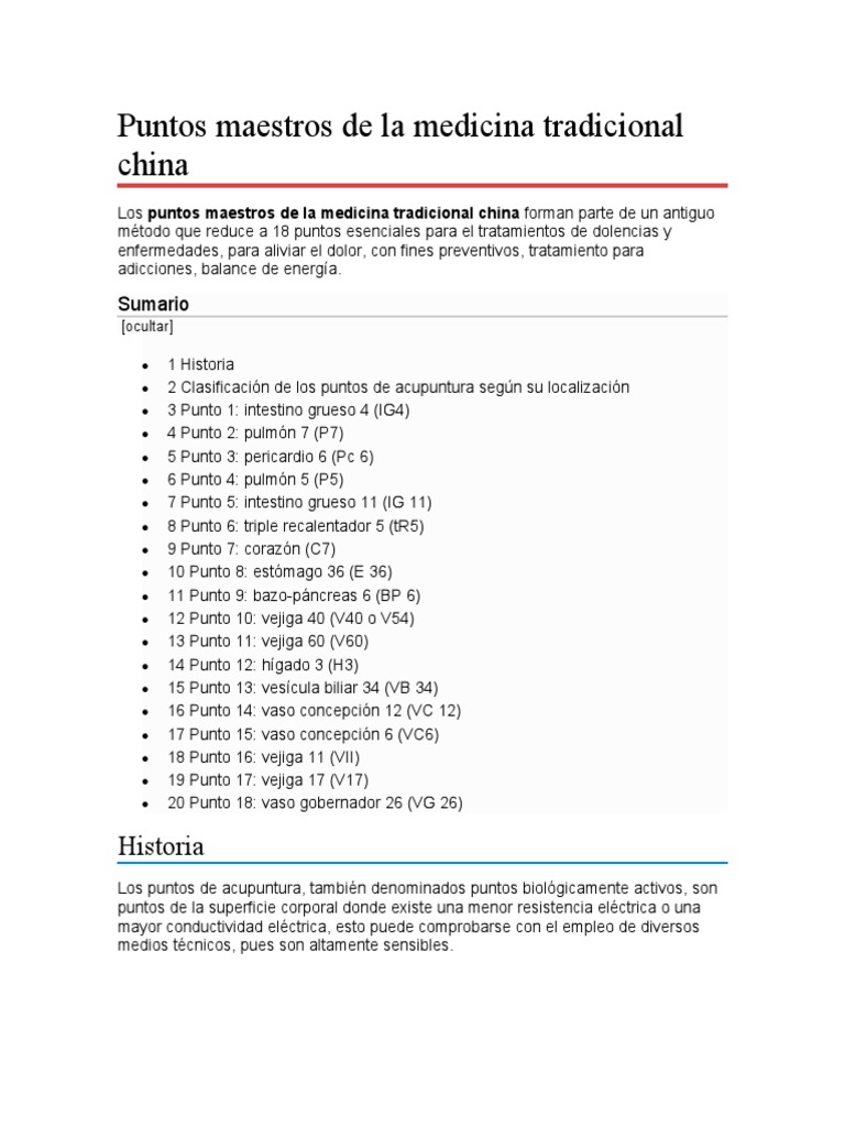 Puntos Maestros de La Medicina Tradicional China | PDF | Mano | Codo