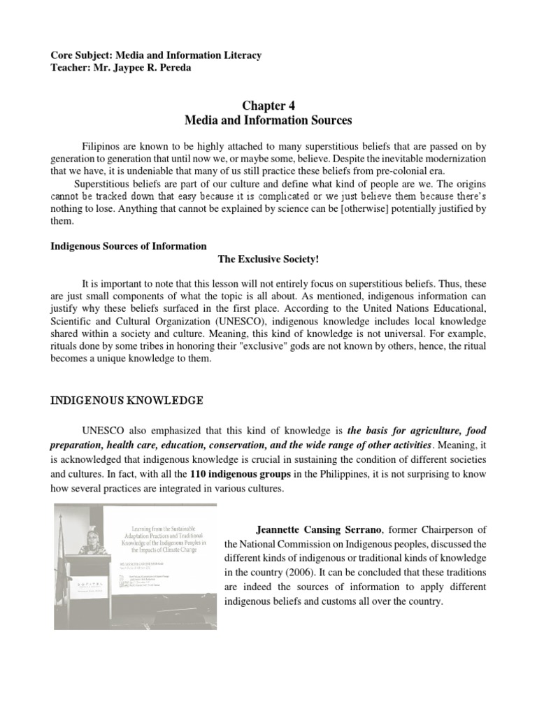 Chapter 4 Media and Information Sources | PDF | Knowledge | Traditional Knowledge