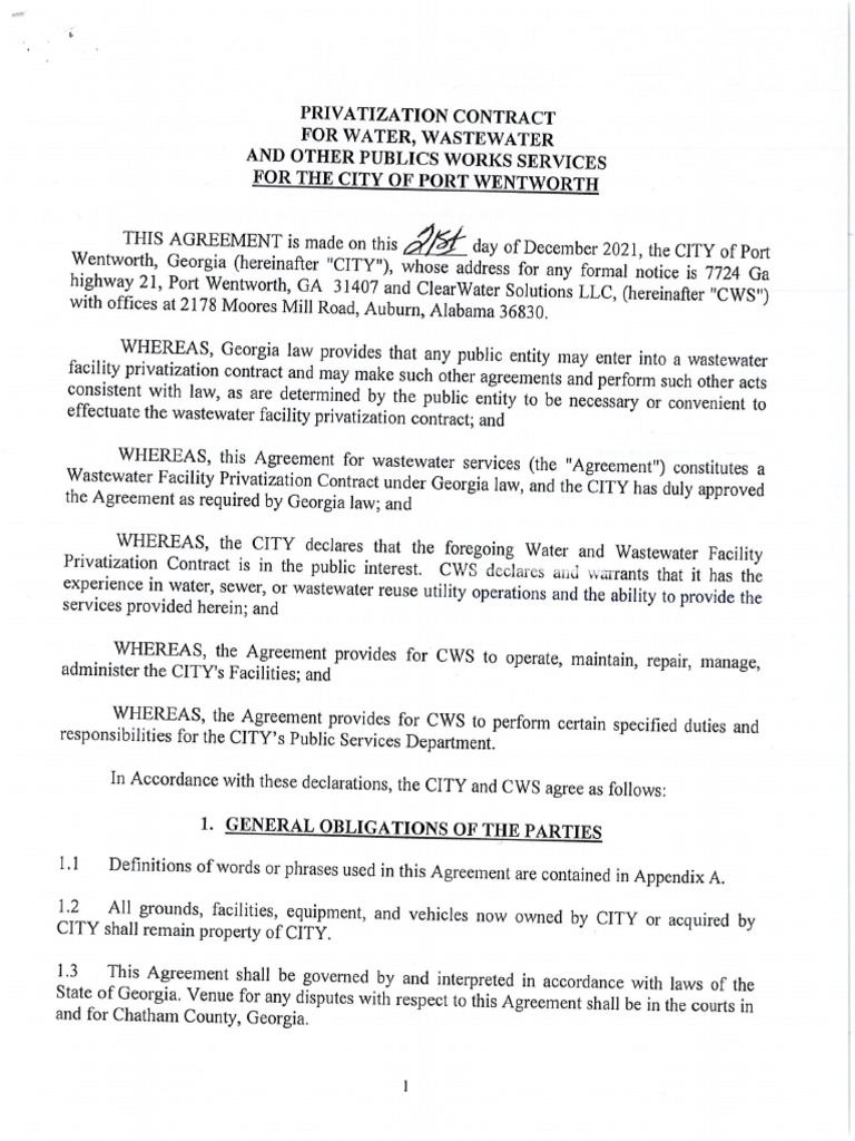 CWS Port Wentworth Contract | PDF