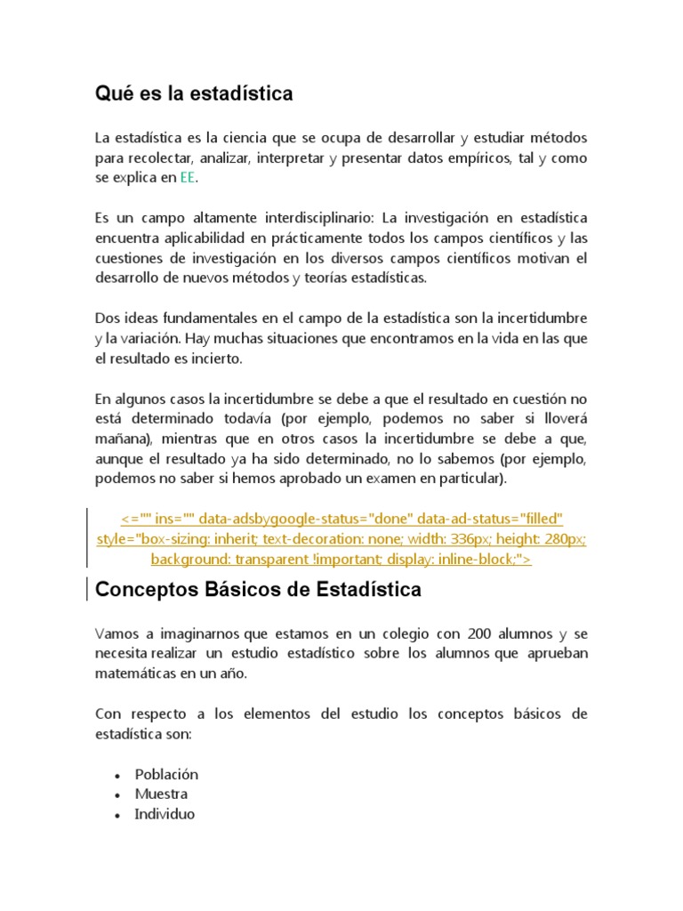 Qué Es La Estadística | PDF | Estadísticas | Muestreo (Estadísticas)