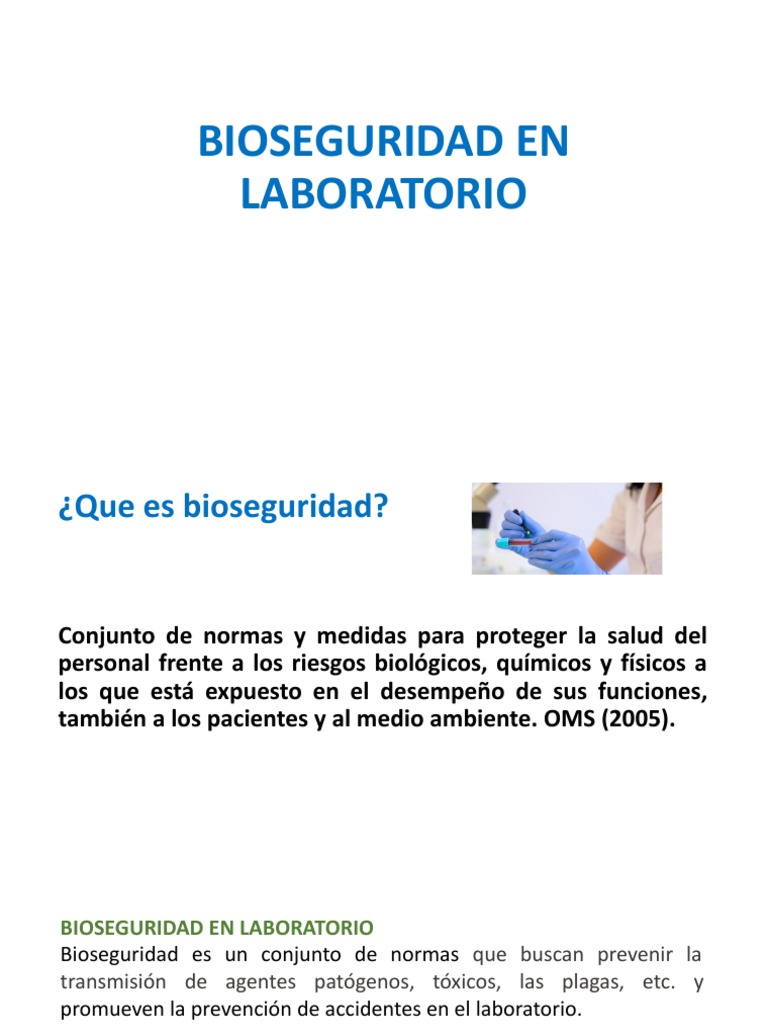 Bioseguridad en Laboratorio | PDF | Laboratorios | Especialidades Medicas