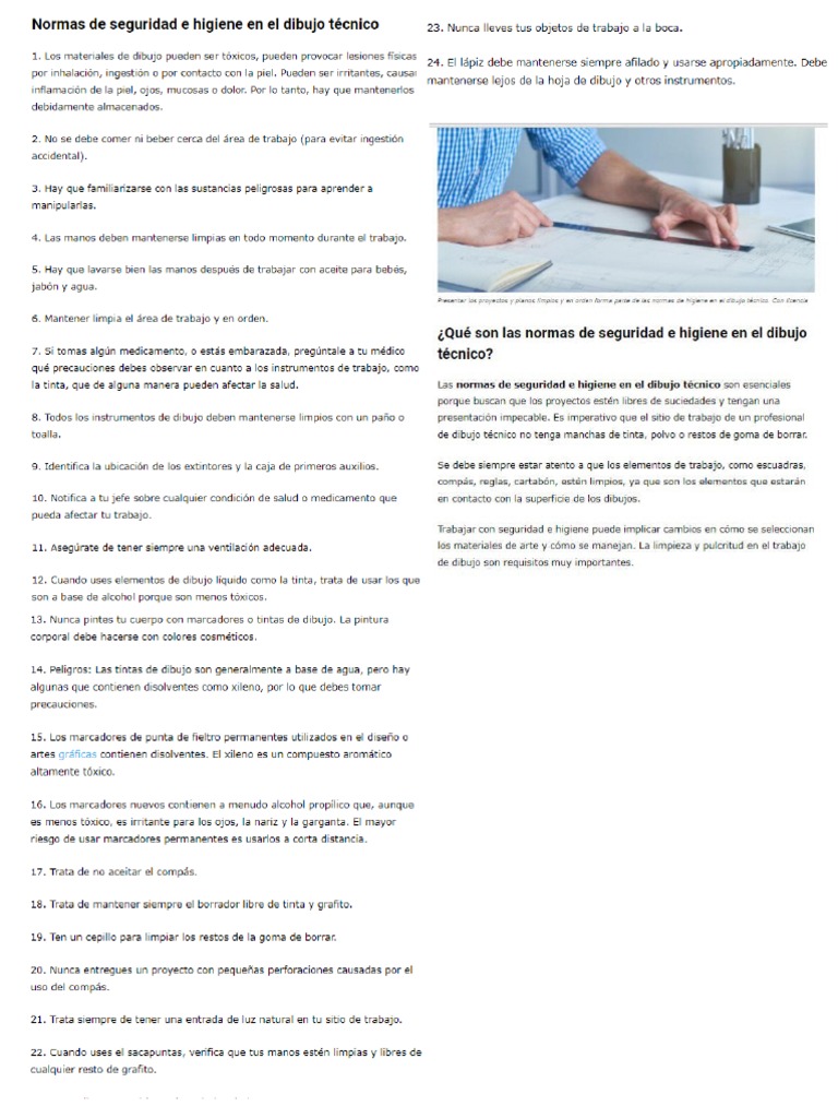 Normas de Seguridad e Higiene en El Dibujo Tecnico | PDF