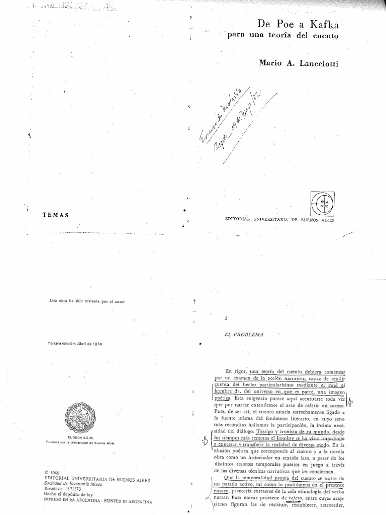 Lancelotti - para Una Teoría Del Cuento | PDF