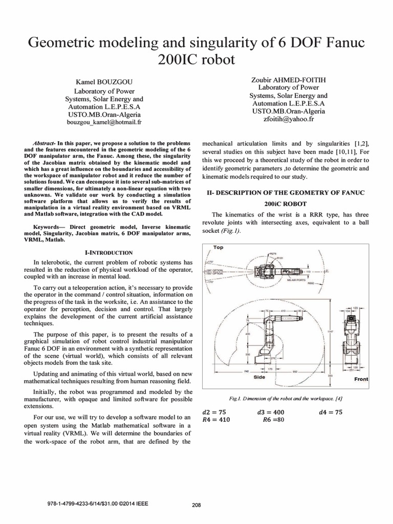 Geometric Modeling and Singularity of 6 DOF Fanuc | PDF | Cartesian ...