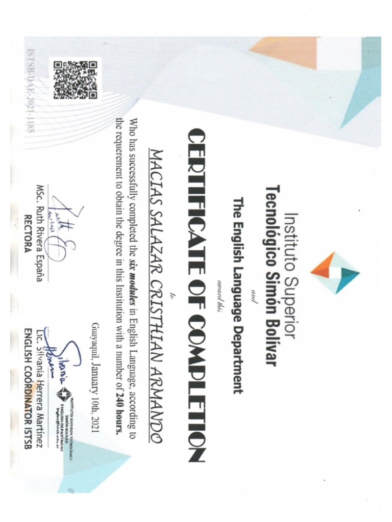 Certificado de Ingles | PDF