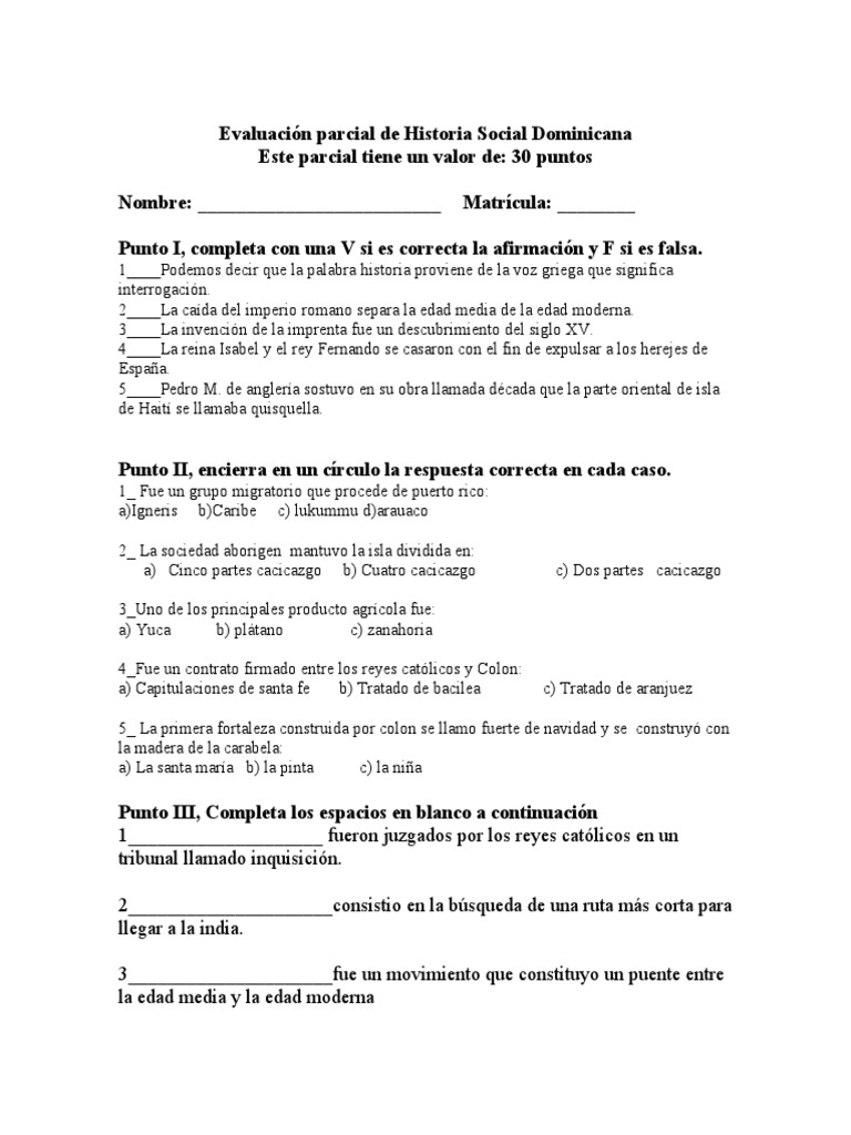 Examen Primer Parcial Hist. Dom. 2022 | PDF