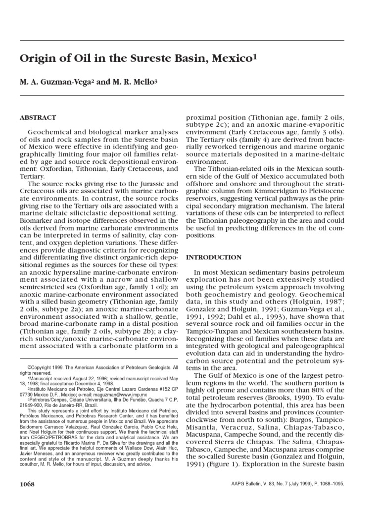Guzman and Mello 1999 AAPG | PDF | Petroleum | Sedimentary Rock