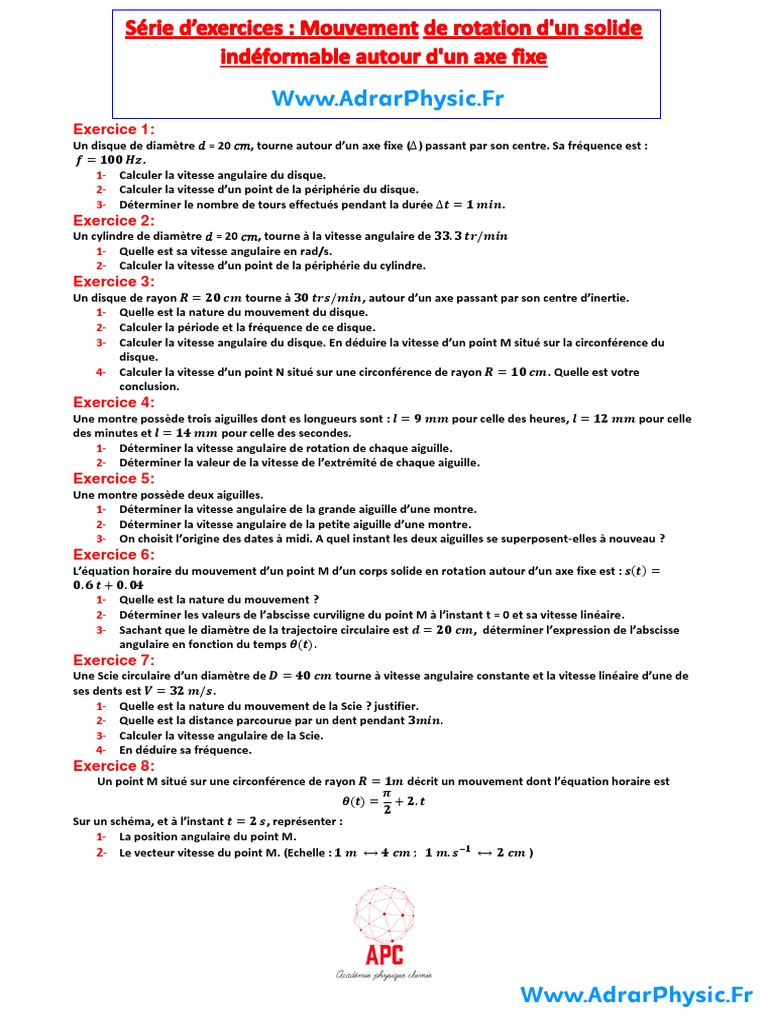 Exercices de rotation 1ère Bac | PDF | Espace | Géométrie
